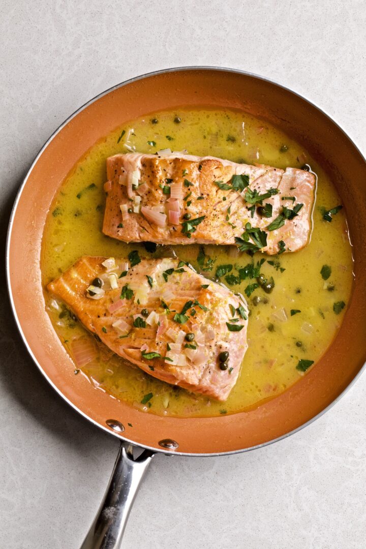 BEST Salmon Piccata (Lemon Butter Caper Sauce) - CucinaByElena