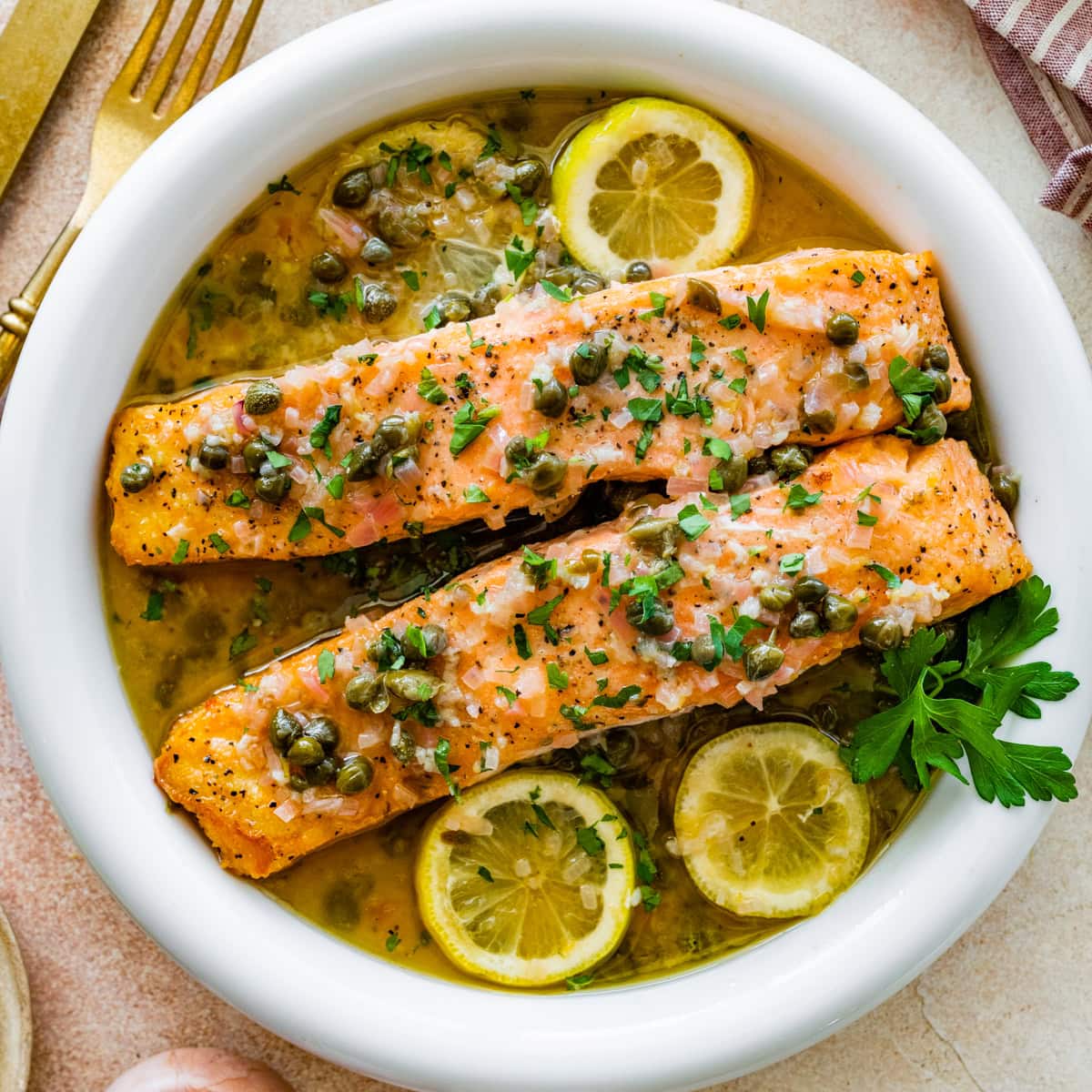 BEST Salmon Piccata (Lemon Butter Caper Sauce) - Cucina by Elena