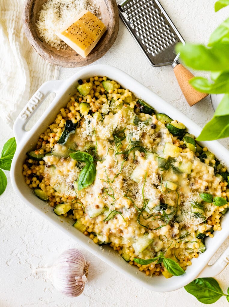 Fregola Sarda Pasta Recipe with Zucchini and Cheese - CucinaByElena