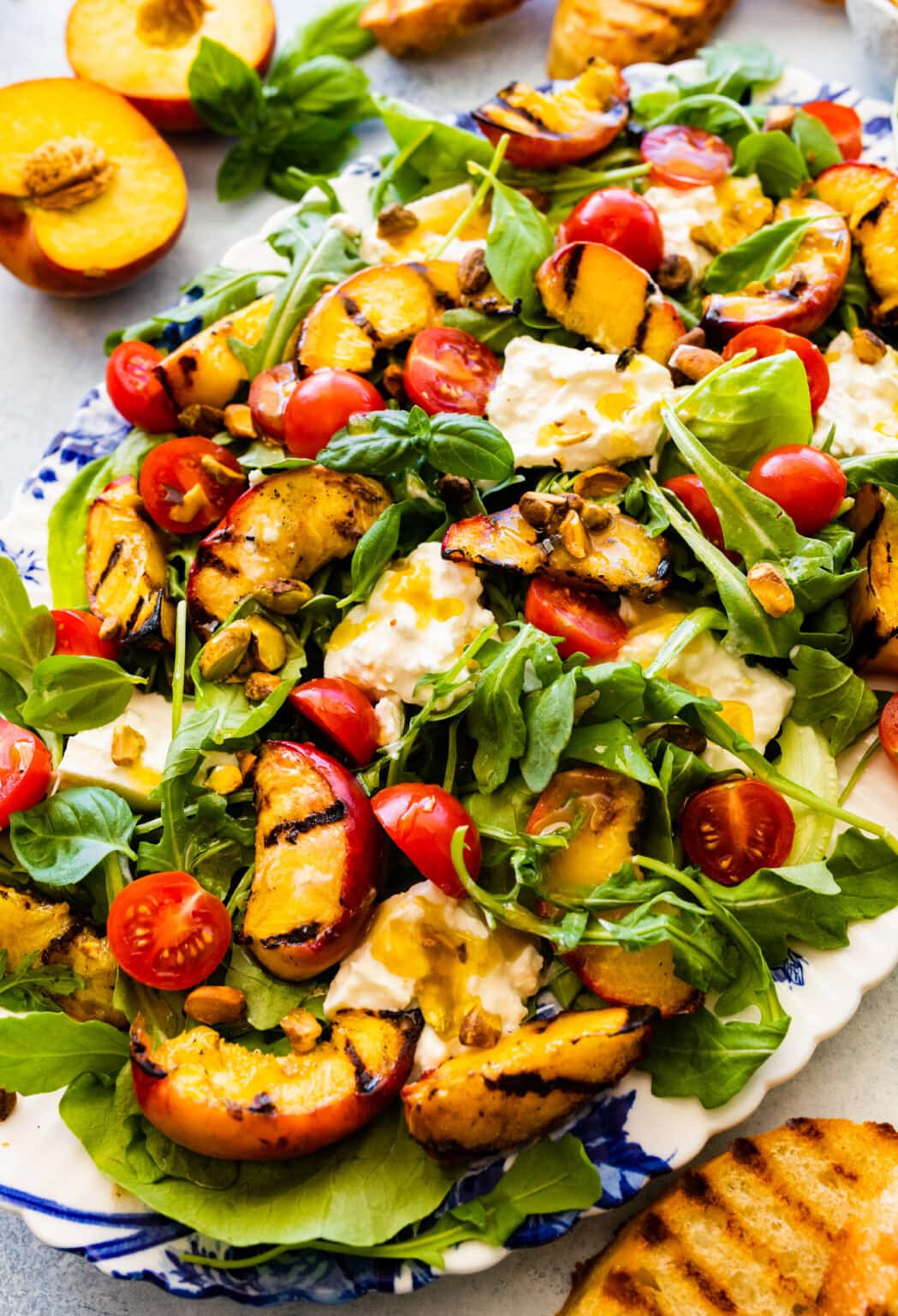 Grilled Peach Salad Recipe with Burrata and Arugula - Cucina by Elena