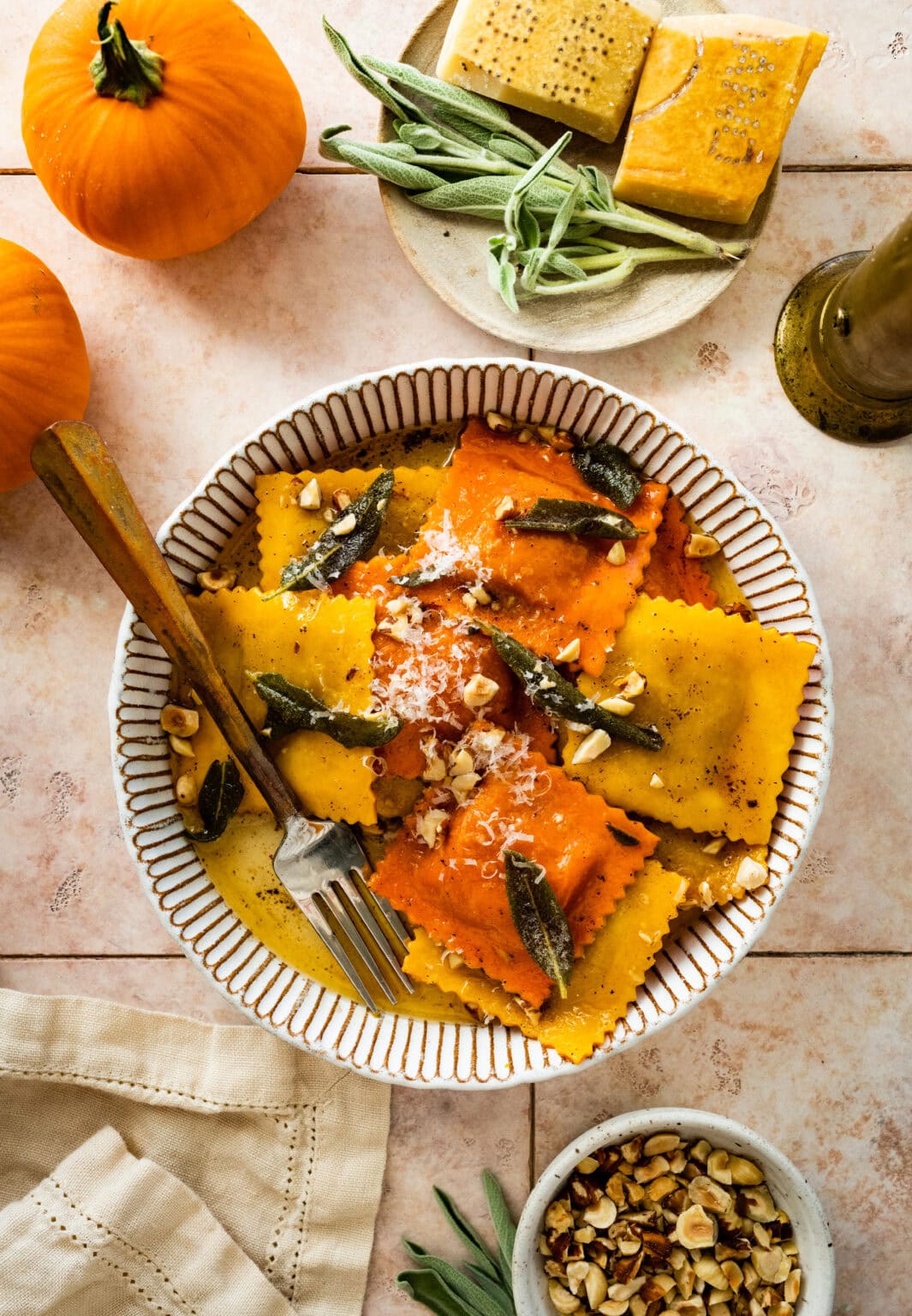 Pumpkin Ravioli with Sage Brown Butter Sauce Recipe - Cucina by Elena