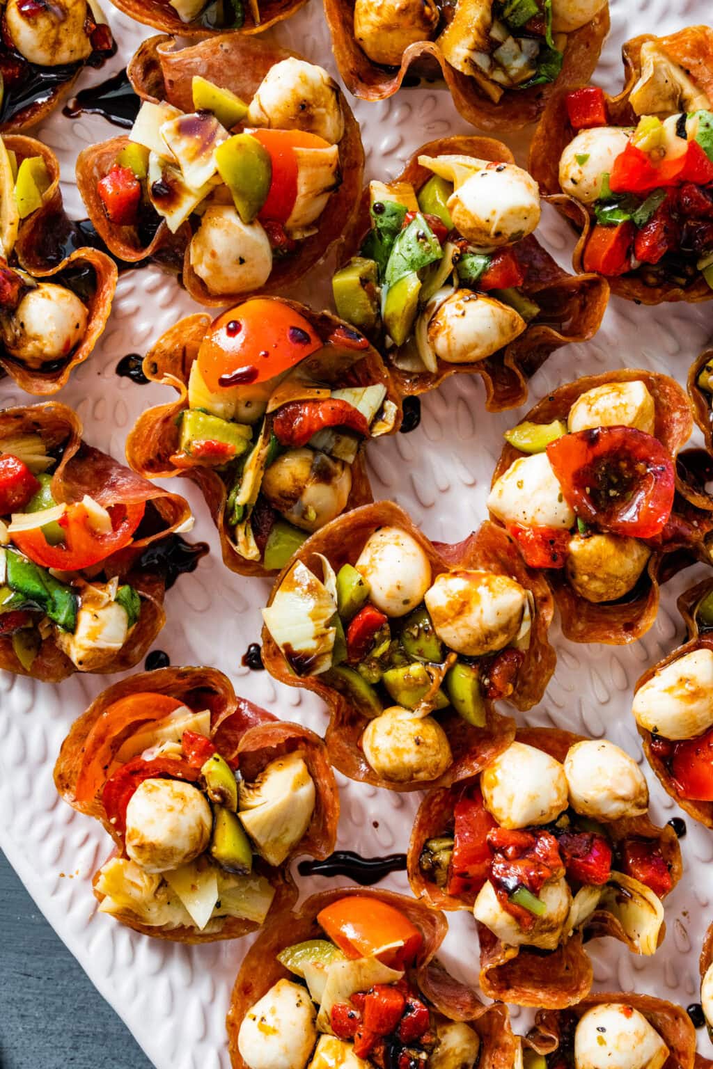 Salami Cups Appetizer Recipe (Crispy Antipasto Bites) - Cucina by Elena